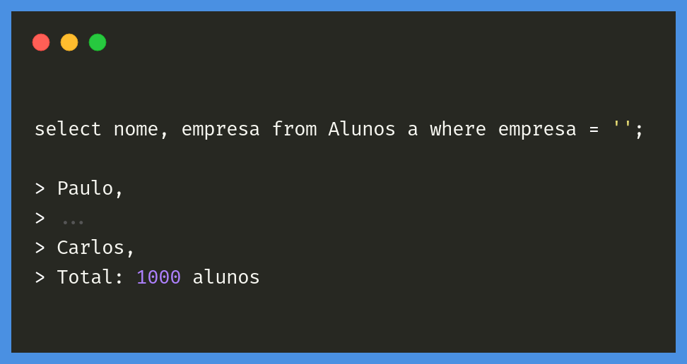 Em SQL, null é null, vazio é vazio | Alura
