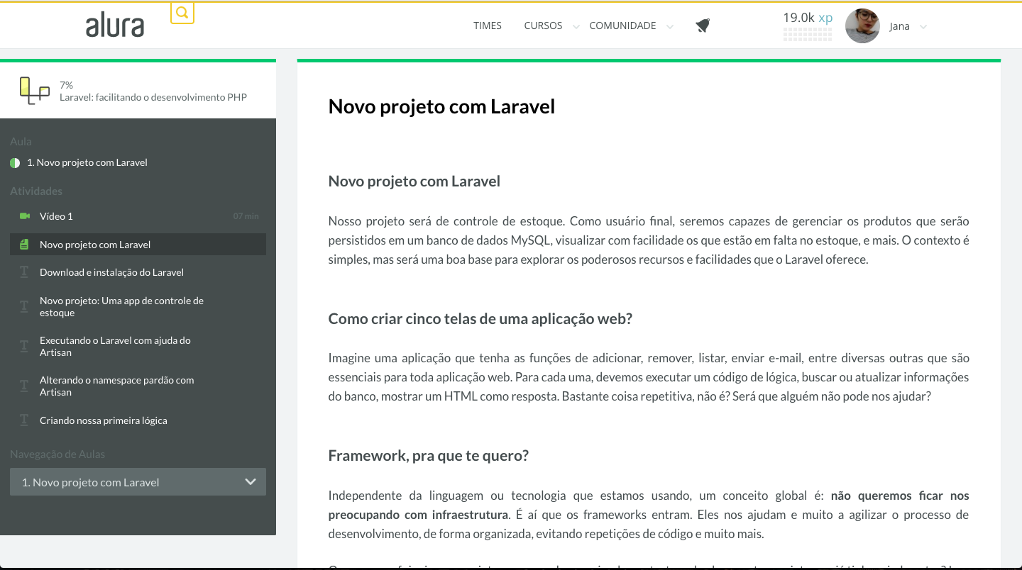 Conheça a nova página de aula da Alura Cursos Online